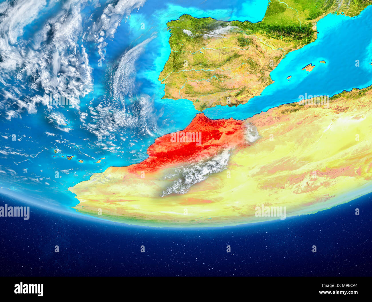 Highlighted satellite image of morocco hi-res stock photography and ...