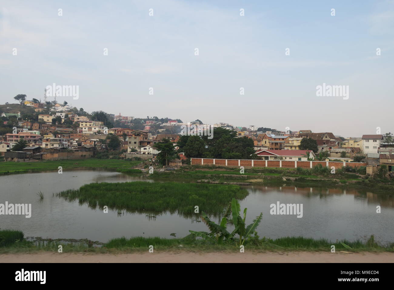 Colorful countryside of Madagascar island. Fresh field and grass ...