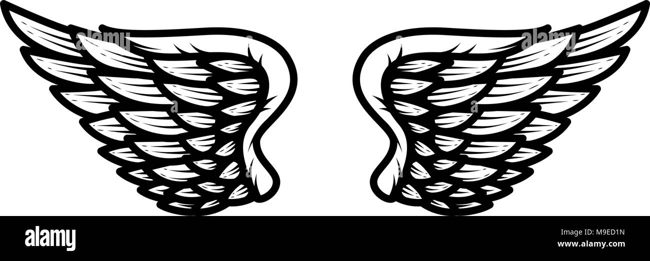 Wings isolated on white background. Design element for logo, label ...