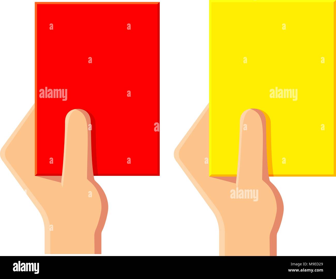 Cartoon yellow red soccer referee card icon set Stock Vector Image ...