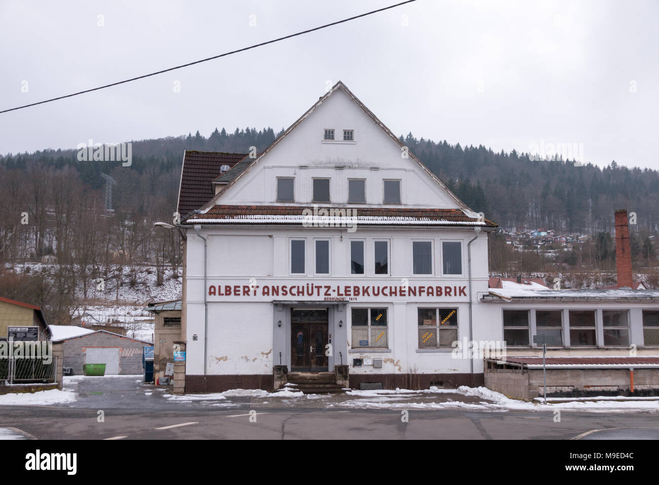 Zella-Mehlis, Germany - March 23, 2018: View of the old gingerbread ...
