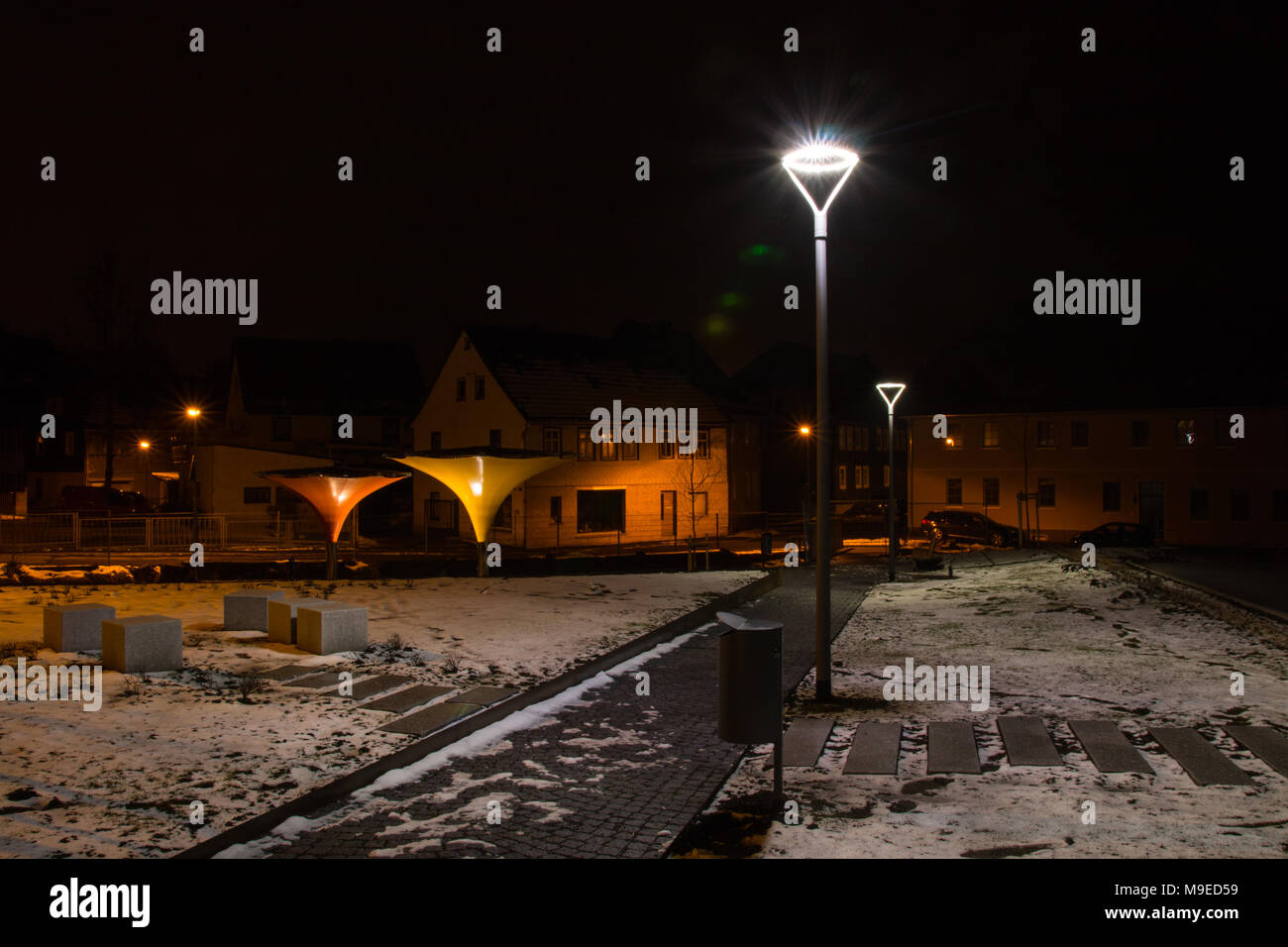Zella-Mehlis, Germany - March 23, 2018: View of Zella-Mehlis at night ...