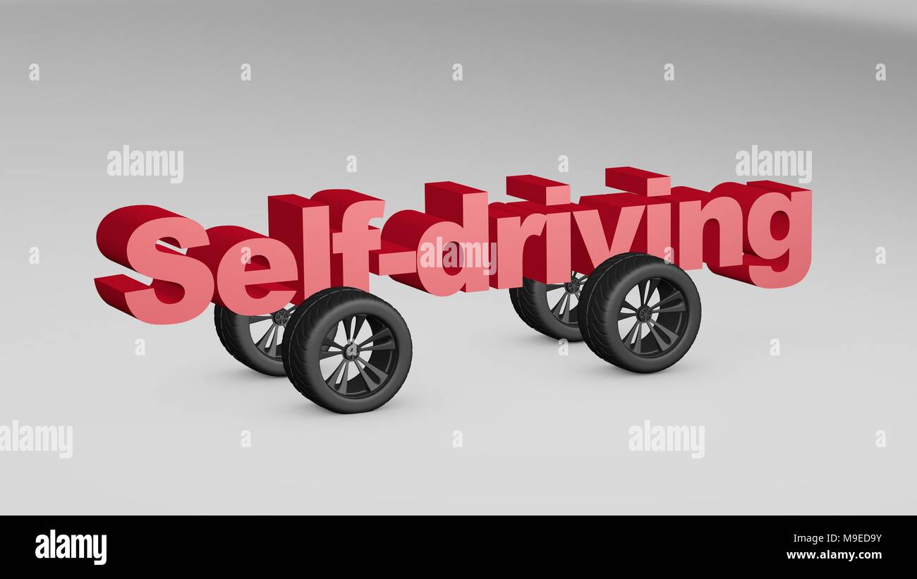 Self-driving concept design with 3D render illustration Stock Photo - Alamy