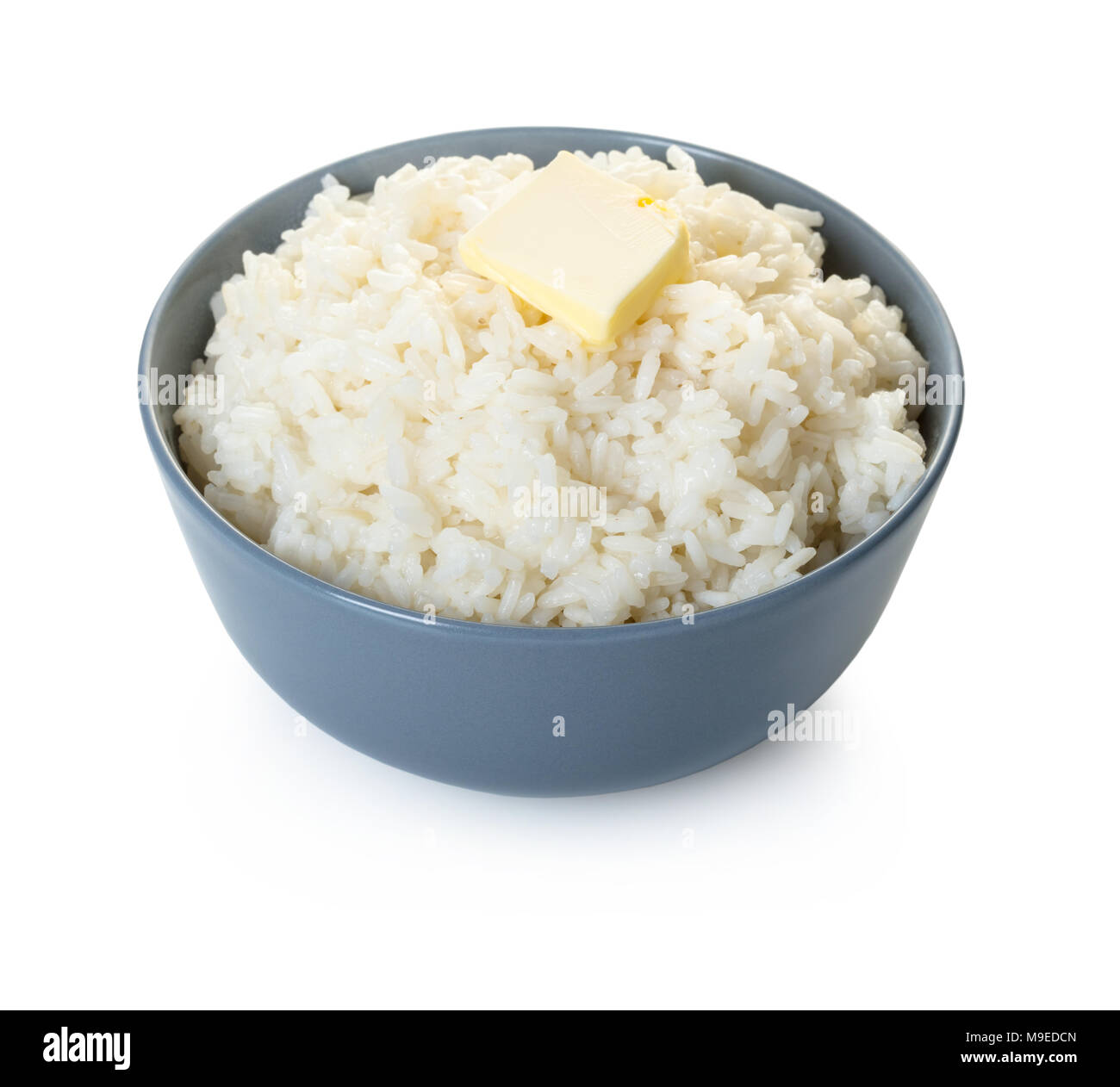 cooked rice with butter on white isolated background Stock Photo - Alamy