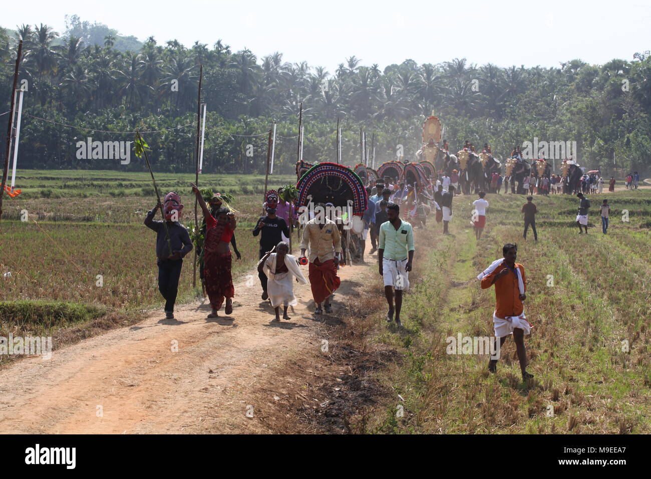 procession of puthan and thira,or lord siva and goddess kaali,in ...