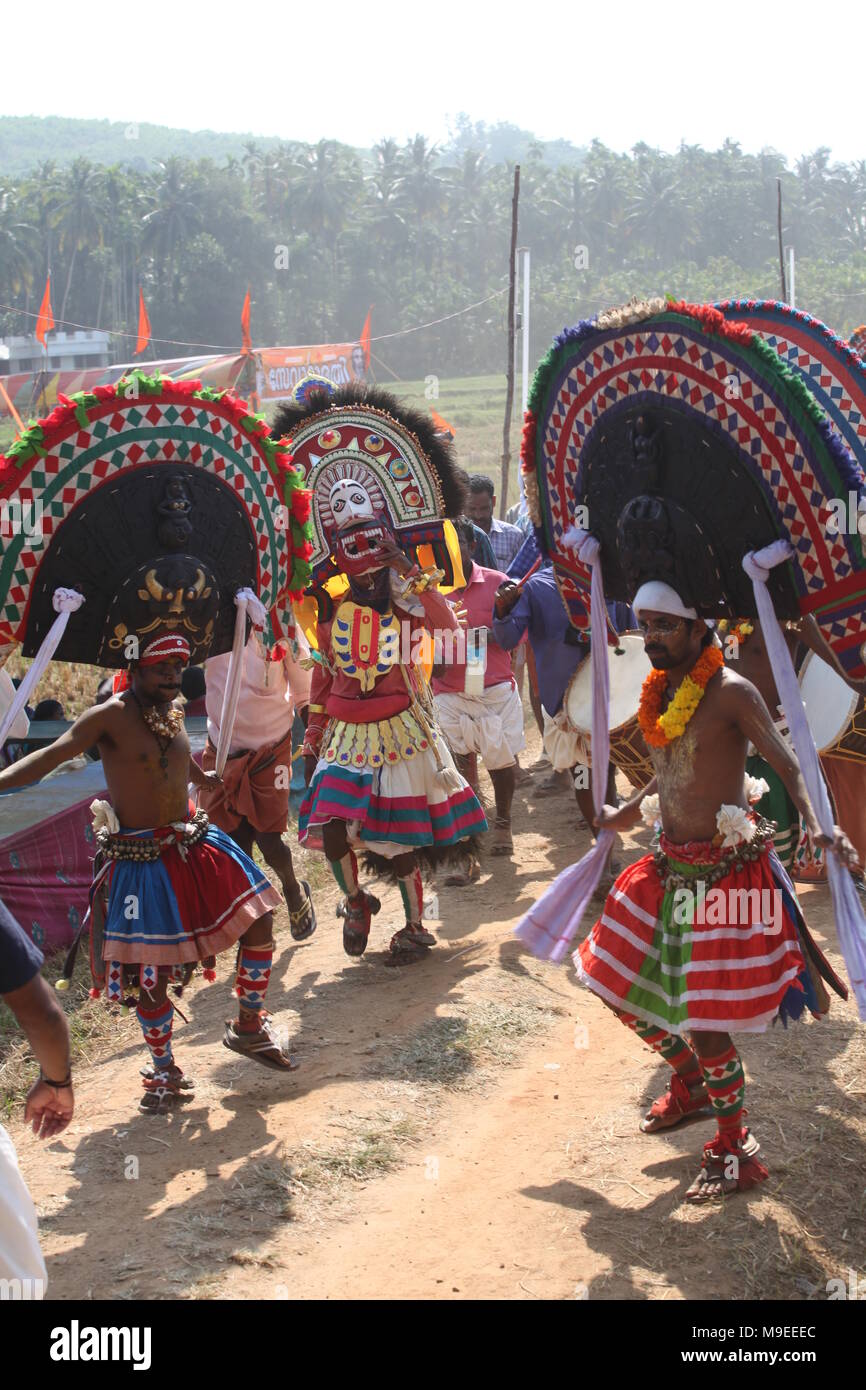 procession of puthan and thira,or lord siva and goddess kaali,in ...