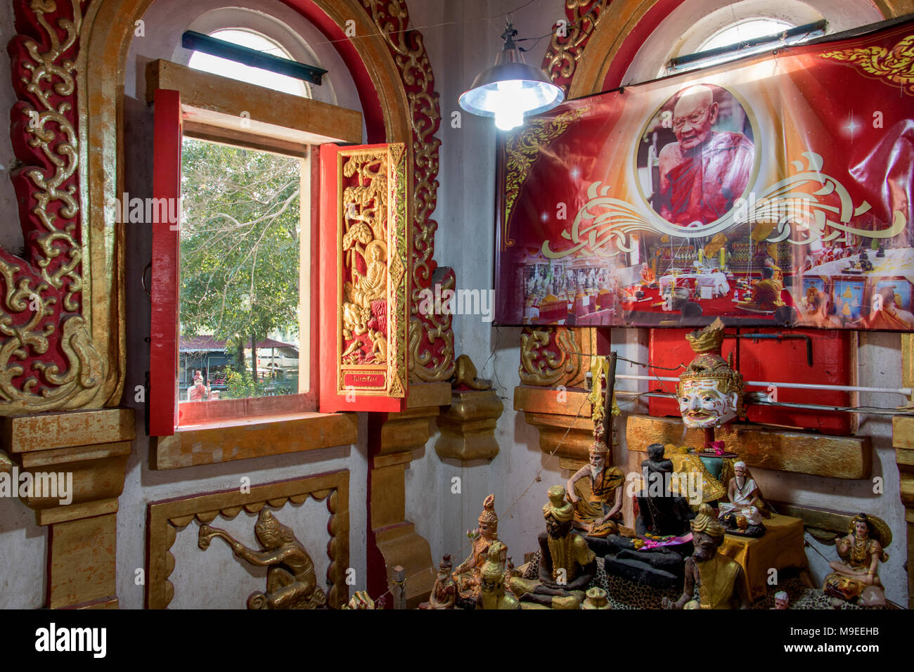 SUPHAN BURI, THAILAND, JAN 01 2018, interior of meditational place with ...