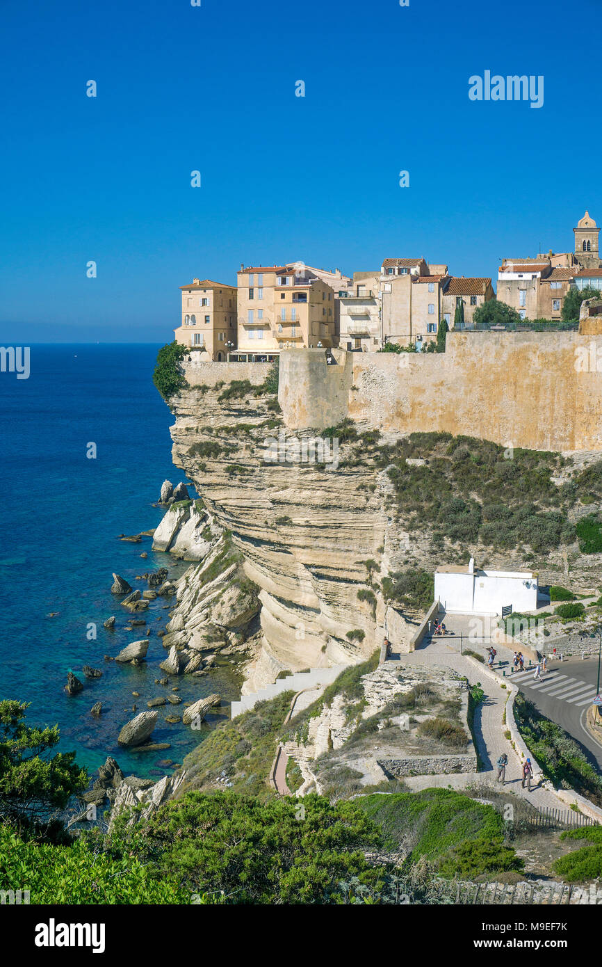 Citadel and upper town of Bonifacio, built on a chalkstone cliff ...