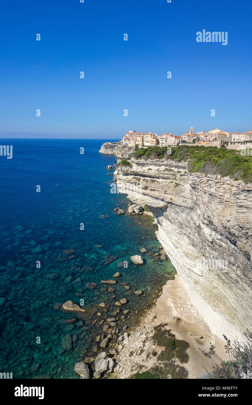Citadel and upper town of Bonifacio, built on a chalkstone cliff ...