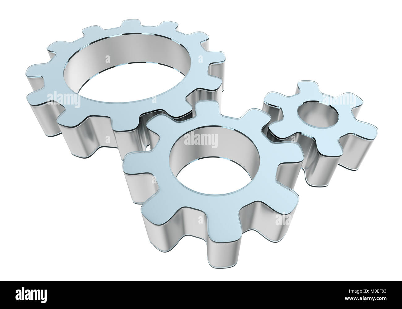 Three 3d gears made of metal and glass Stock Photo - Alamy