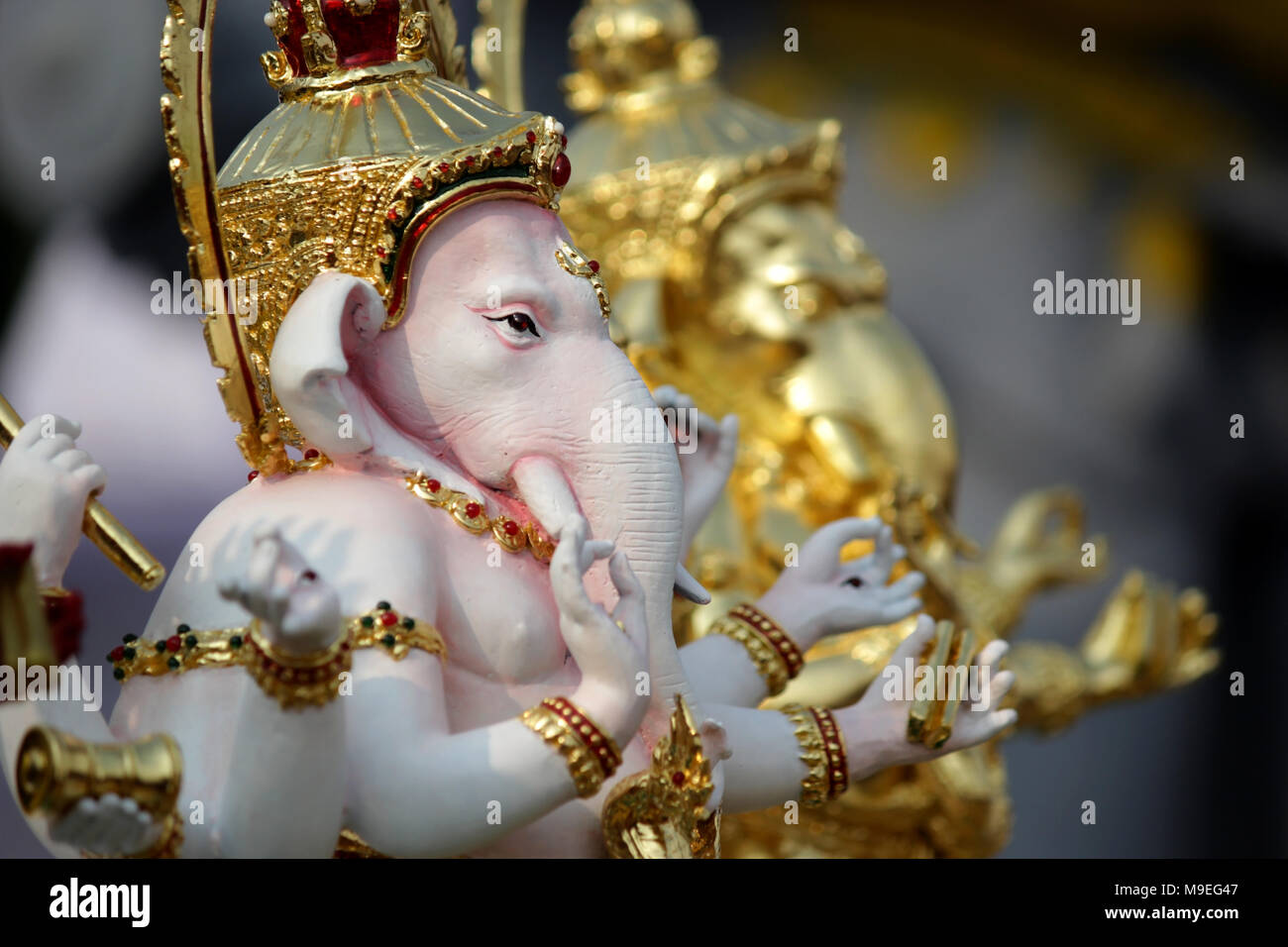 god of success, close up ganesh hindu god face made Stock Photo - Alamy