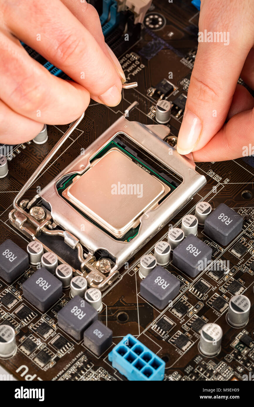 Modern processor and motherboard for a home computer Stock Photo - Alamy