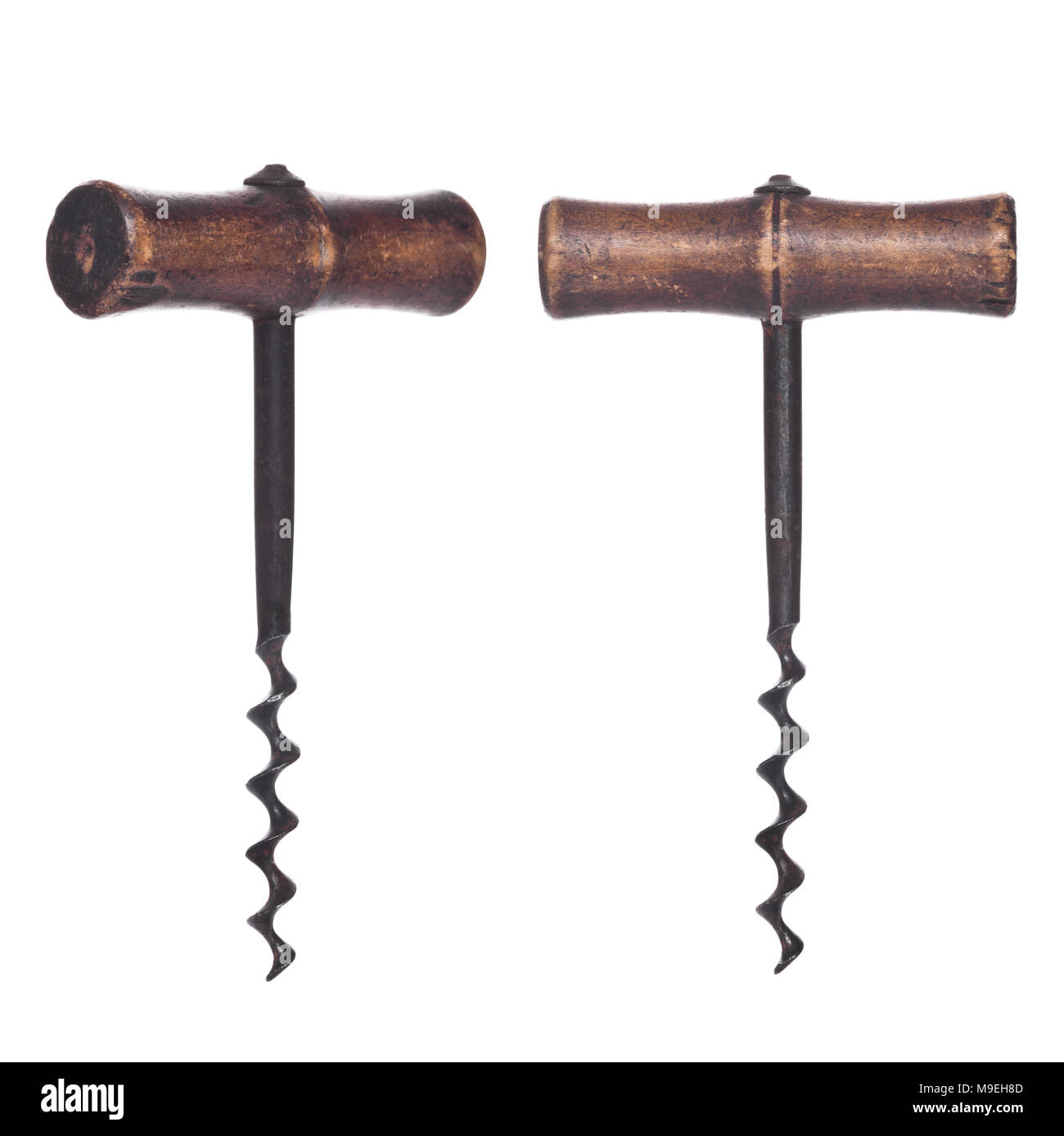 Old vintage wooden wine corkscrew isolated on white background Stock ...