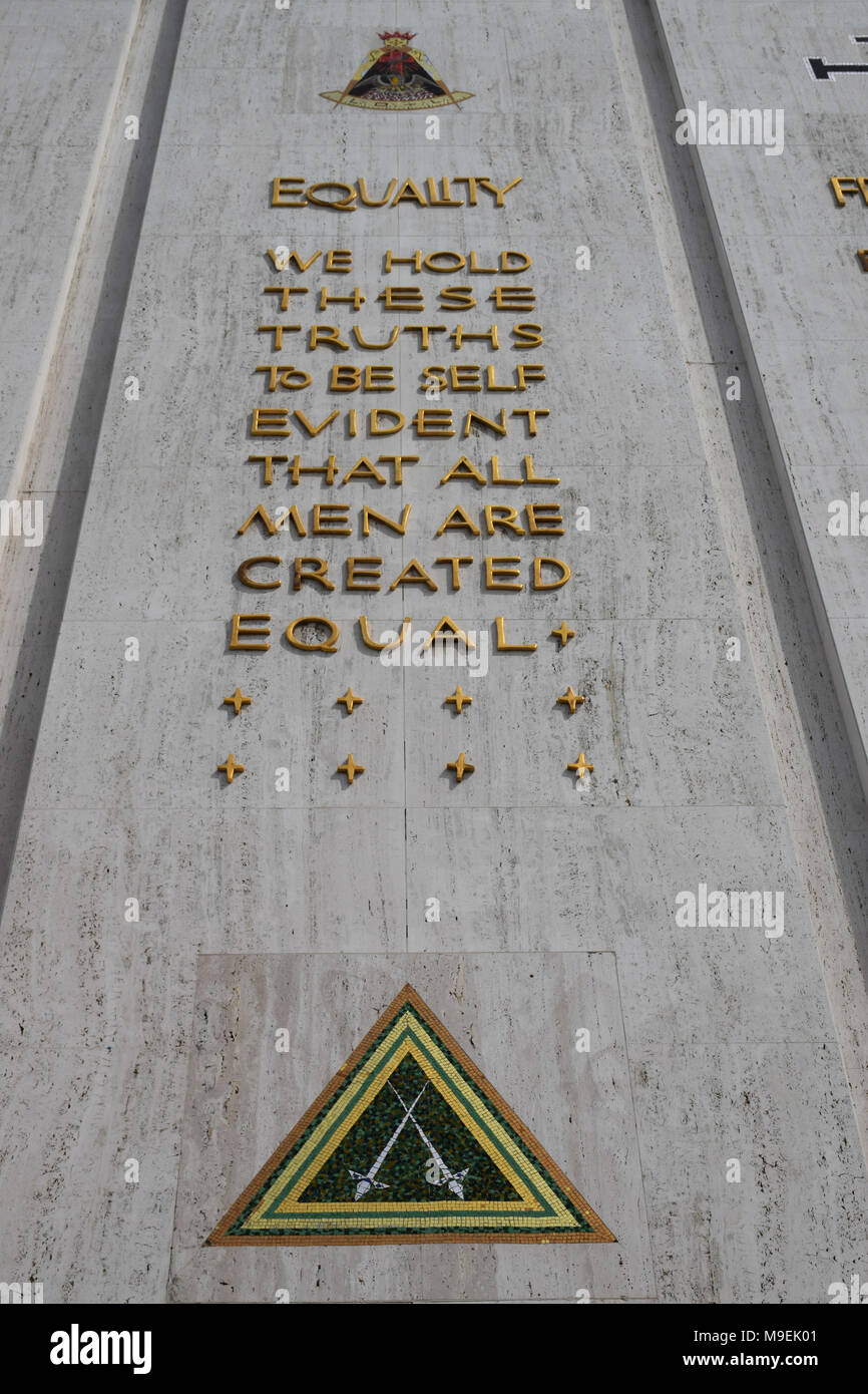 Decorations and symbols on the outside walls of the Scottish Rite ...