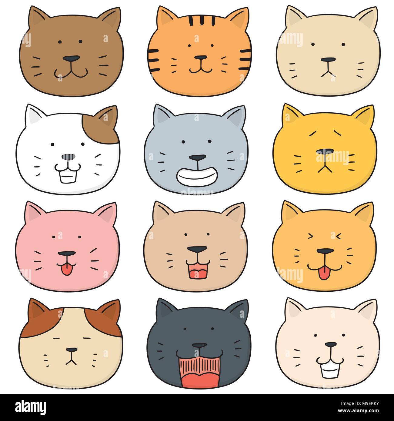 vector set of cat face Stock Vector Image & Art - Alamy