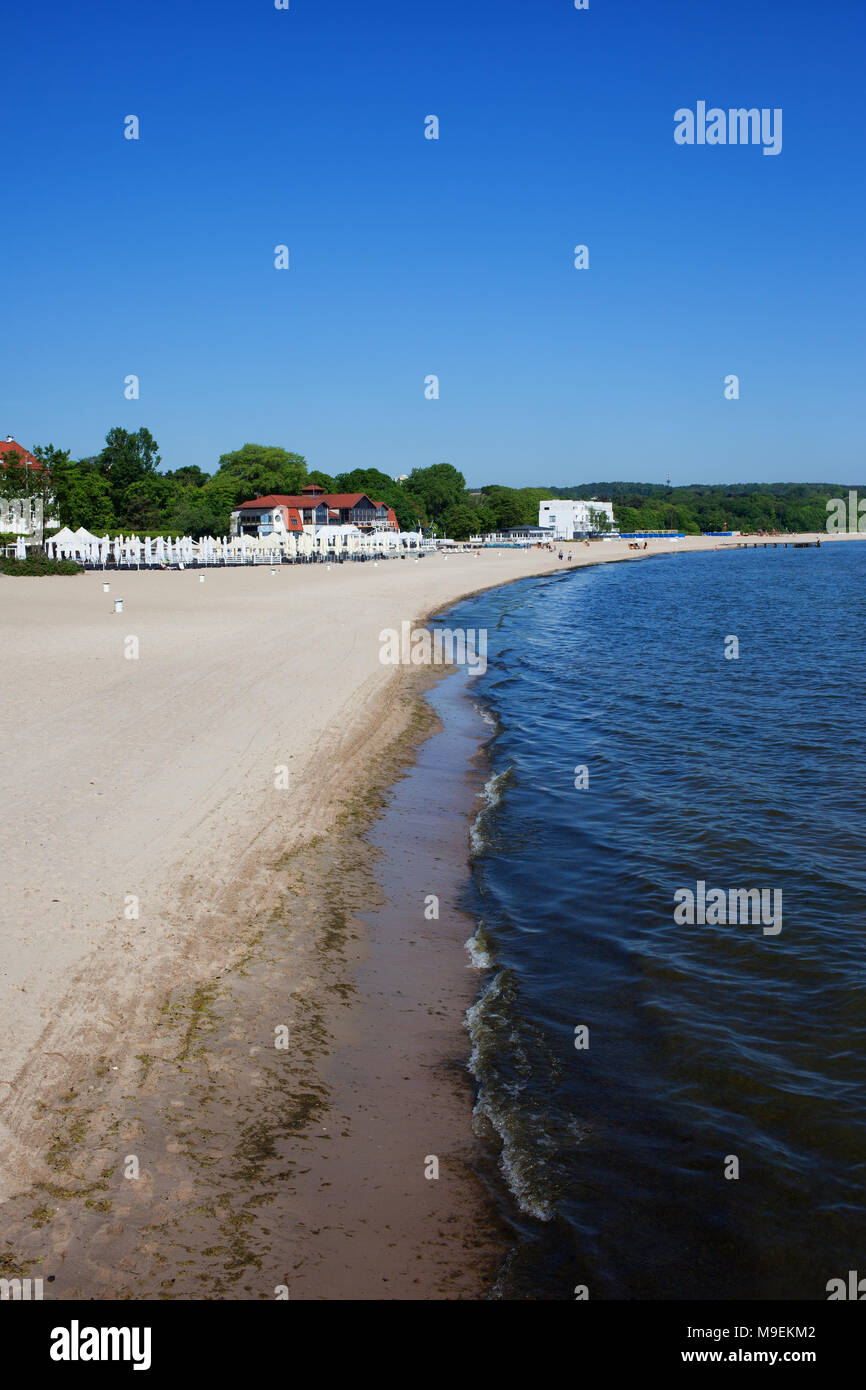 Beach at the Baltic Sea in resort city of Sopot in Poland Stock Photo ...