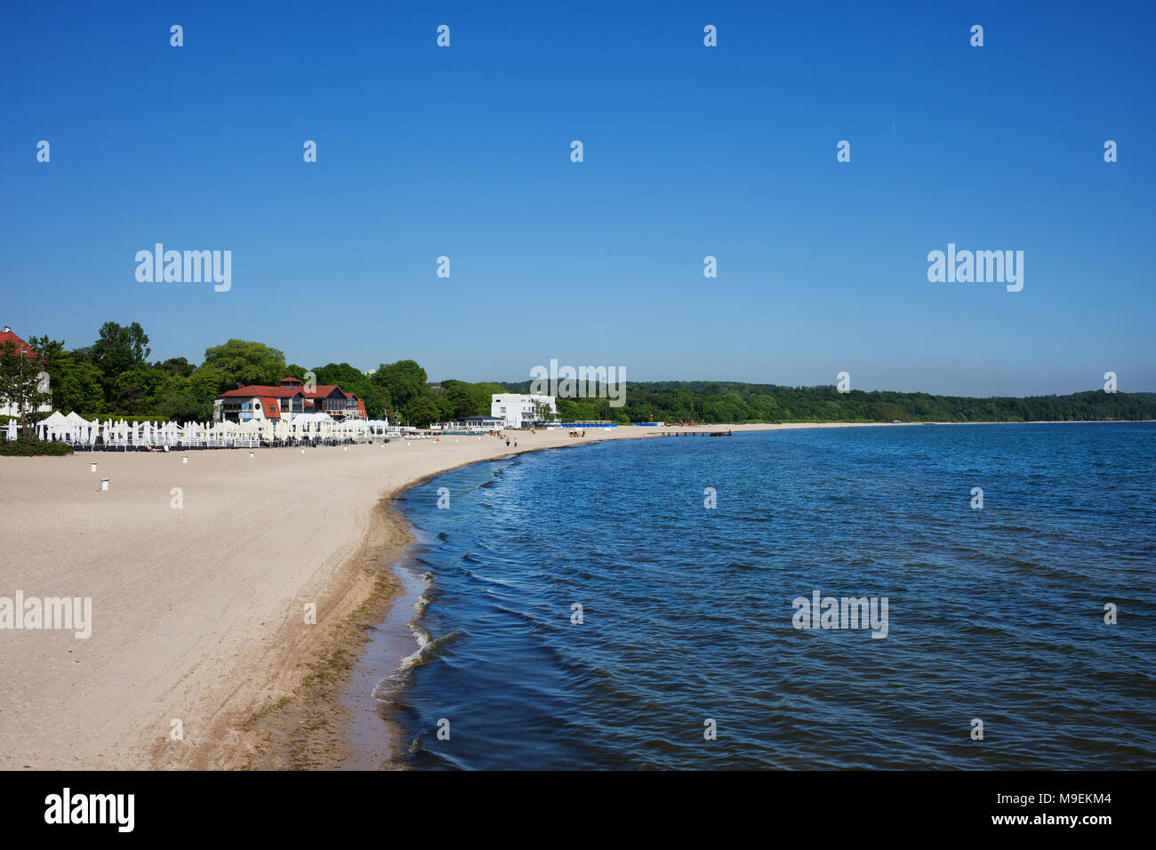 Beach at the Baltic Sea in resort city of Sopot in Poland Stock Photo ...