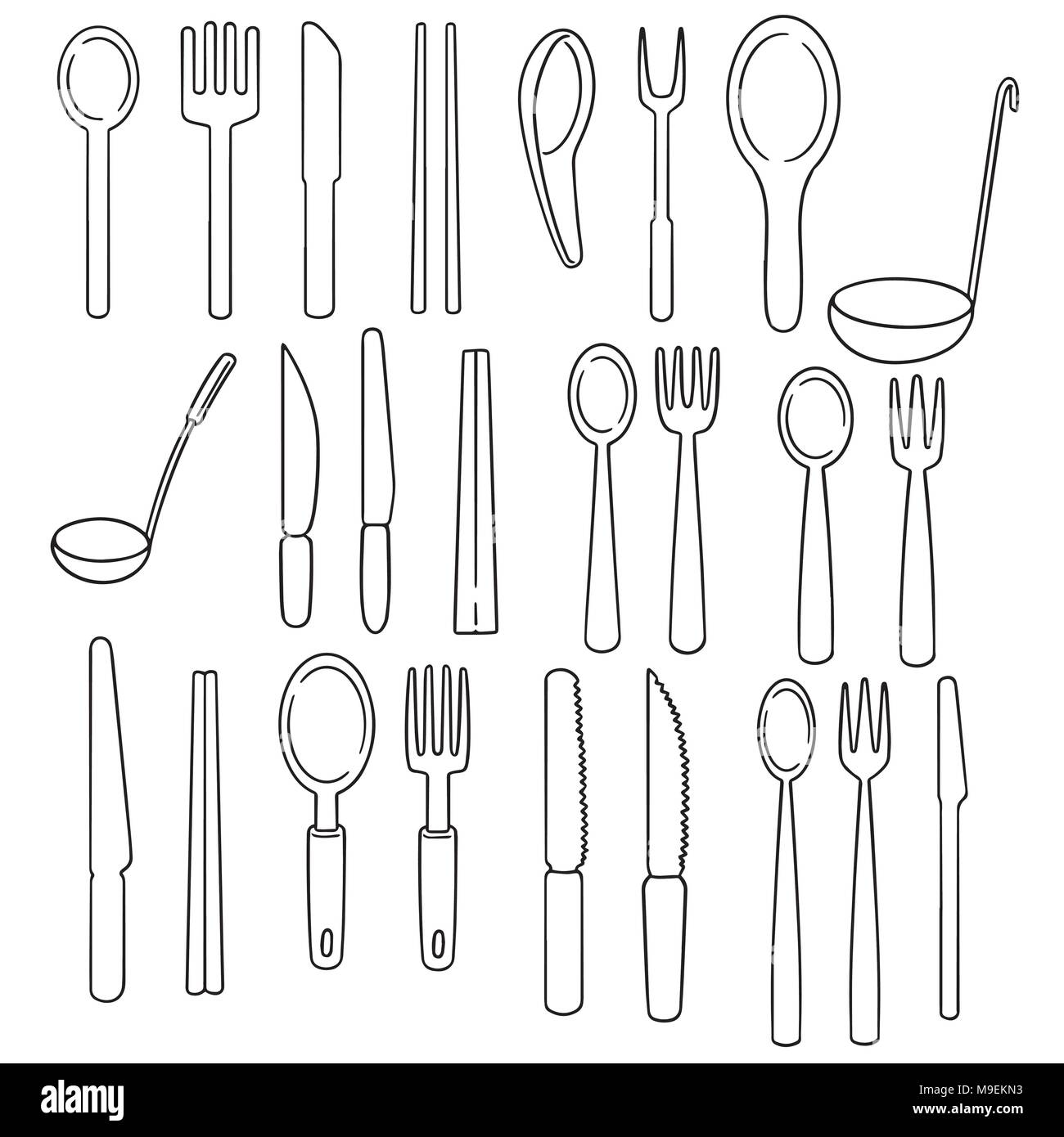 vector set of tableware Stock Vector Image & Art - Alamy