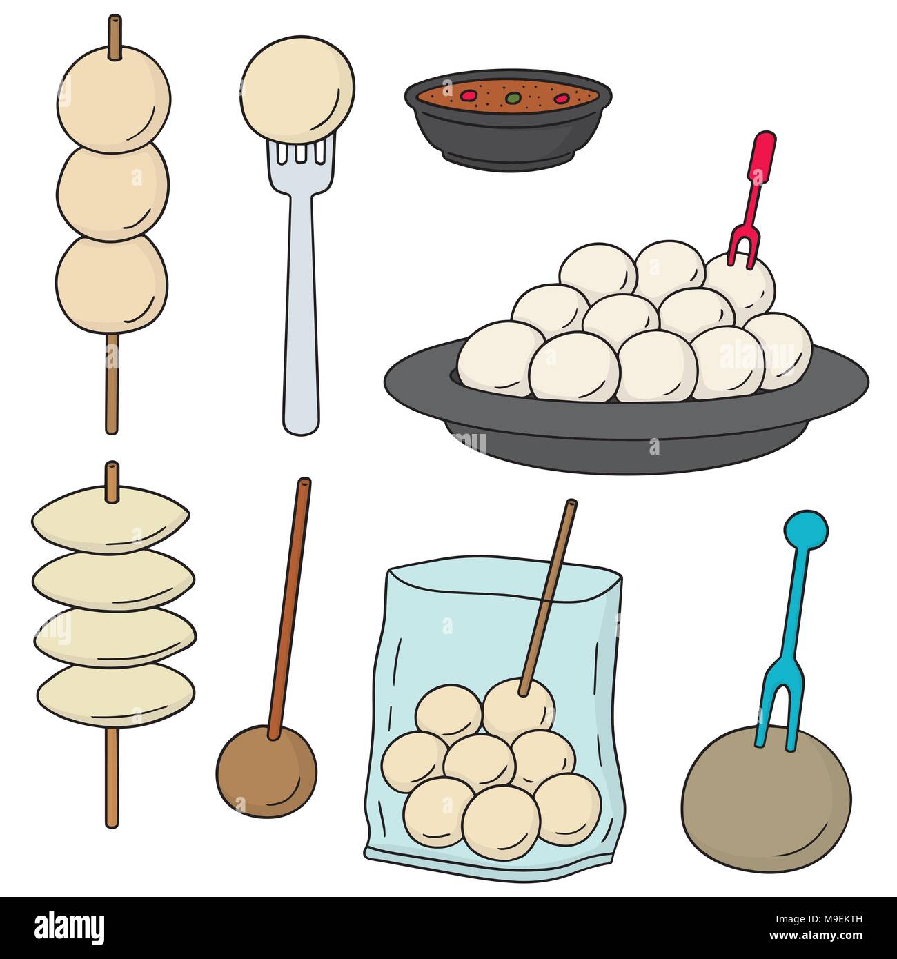 vector set of meatball, fish ball, pork ball and shrimp ball Stock ...