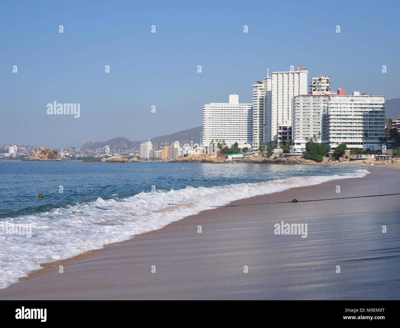 Beauty panorama of sandy beach at bay of ACAPULCO city in Mexico with ...