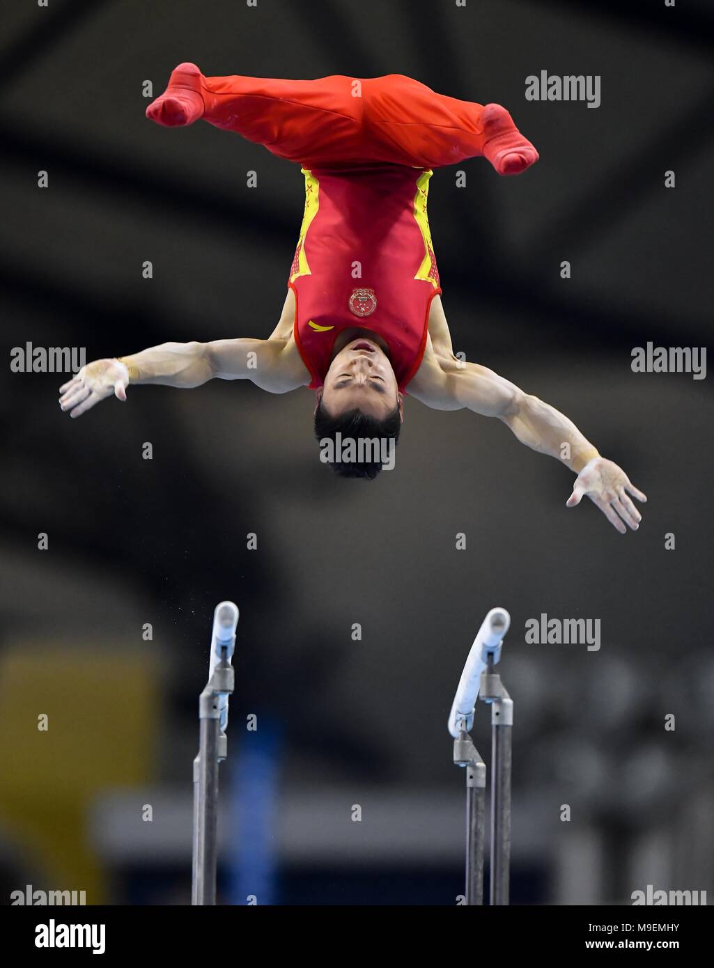 Doha, Capital of Qatar. 24th Mar, 2018. Zou Jingyuan of China competes ...