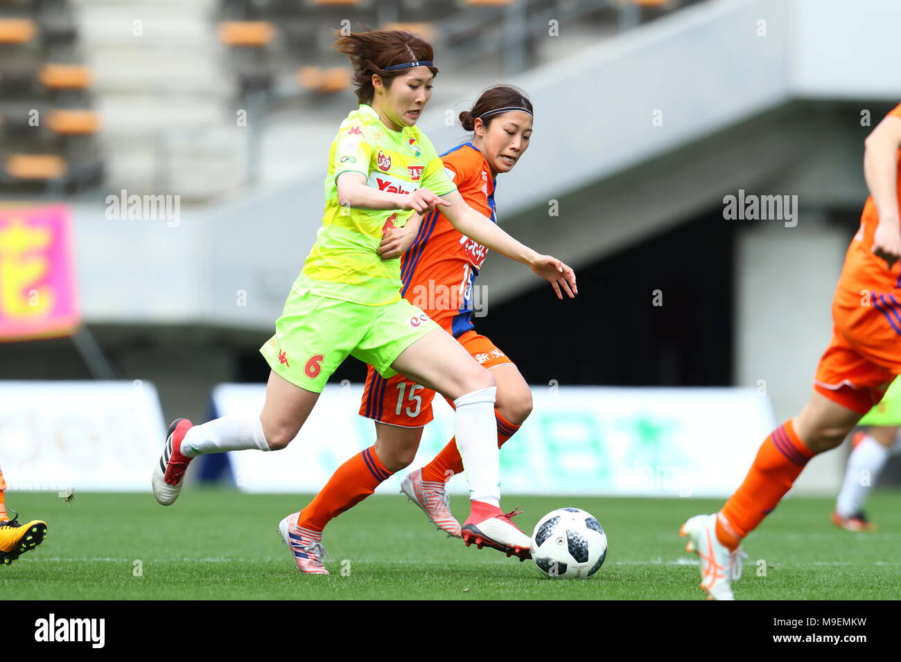 Chiba, Japan. 24th Mar, 2018. (L-R) Ayaka Nishikawa (JEF Ladies), Moeno Sakaguchi (Albirex ...