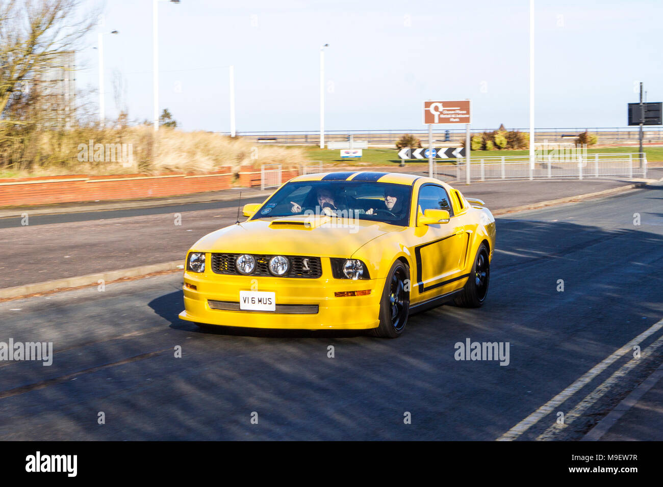 Blurred moving car Shelby FORD MUSTANG GT AUTO American muscle car Slow ...