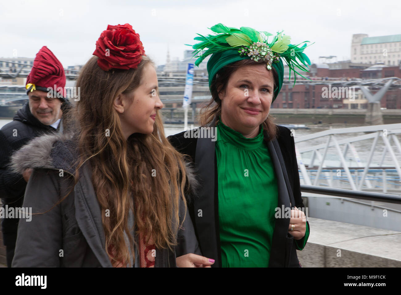 London, UK, 25 Mar 2018. Participants in the Hat Walk for London Hat ...