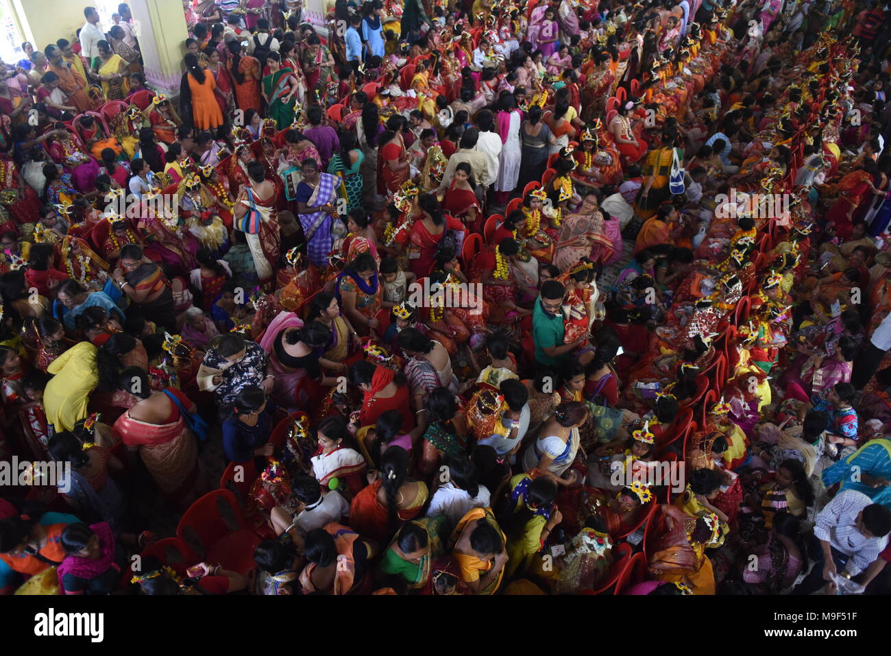 Indian Hindu devotees worship unmarried teenage girl as Goddess during ...