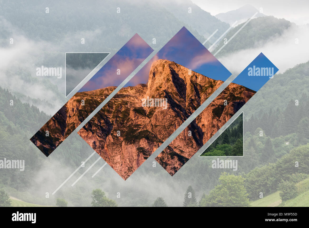 Minimalist poly scape with geometric figures. Polyscape wilderness ...