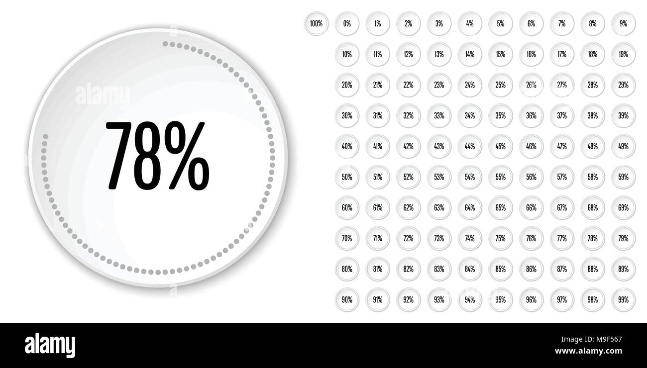 Set of circle percentage diagrams from 0 to 100 ready-to-use for web ...