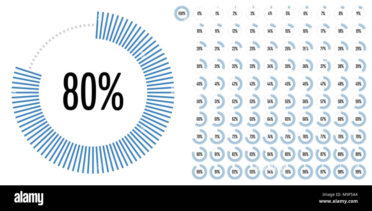 Set of circle percentage diagrams from 0 to 100 ready-to-use for web ...