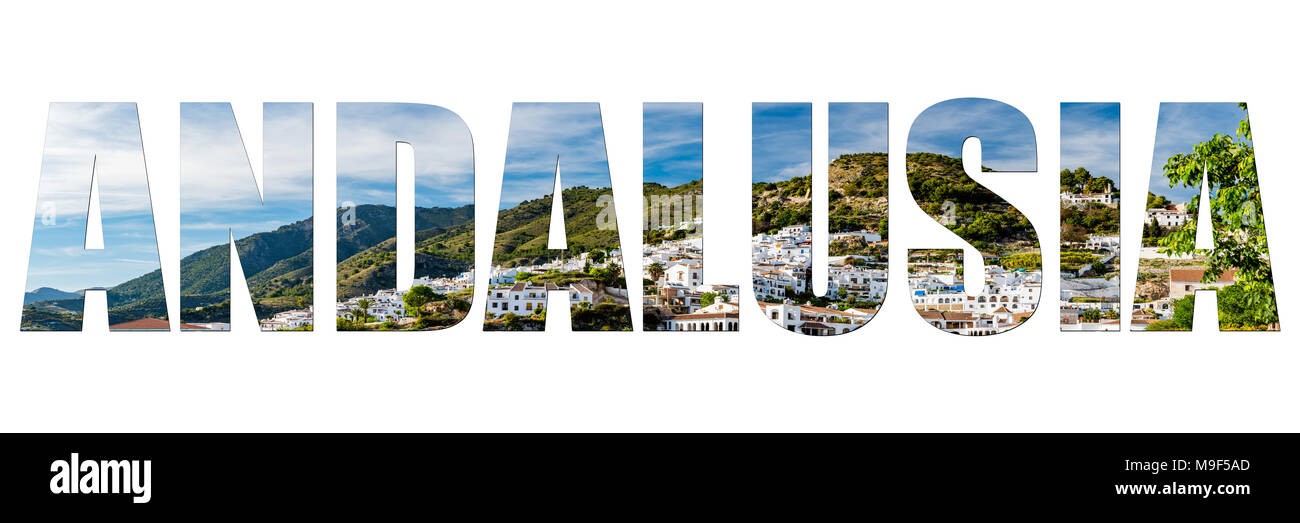 Andalusia letters isolated on white with image, panoramic view Stock ...
