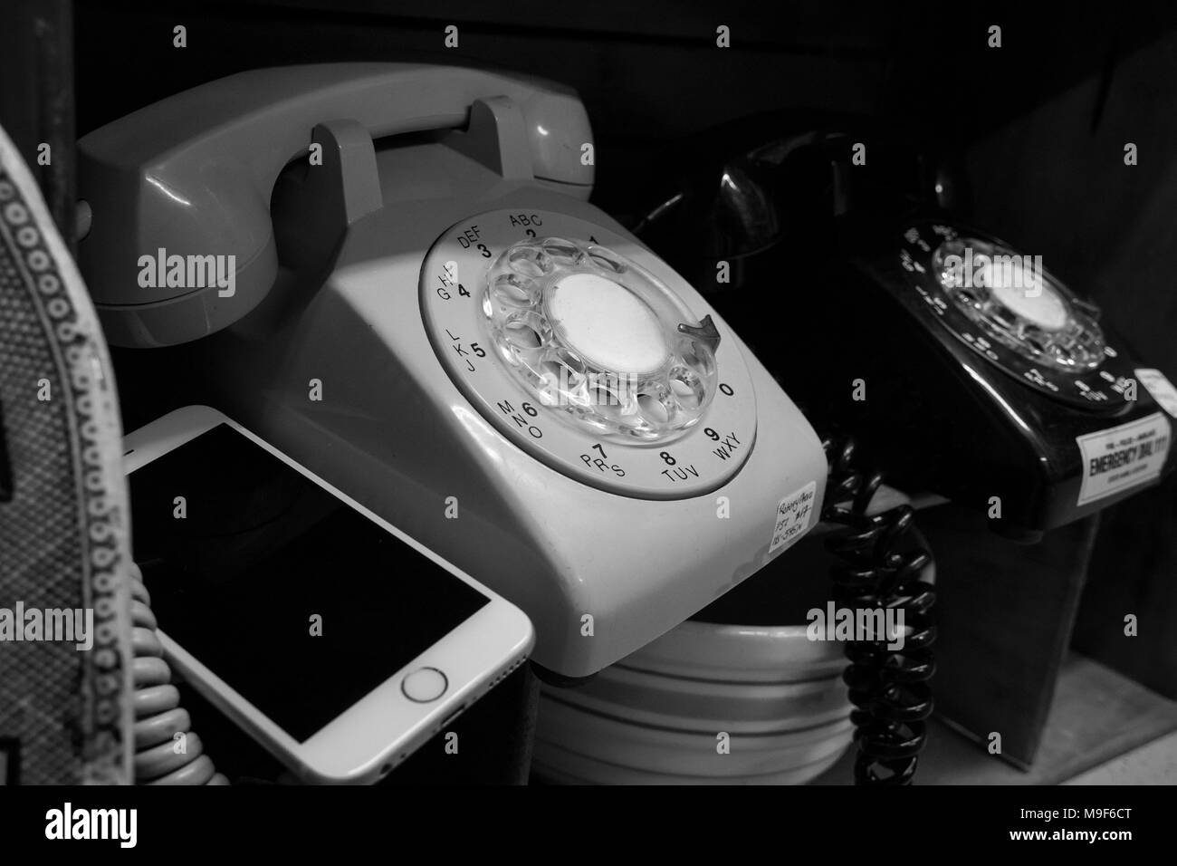 Side shot of antique phones Stock Photo - Alamy