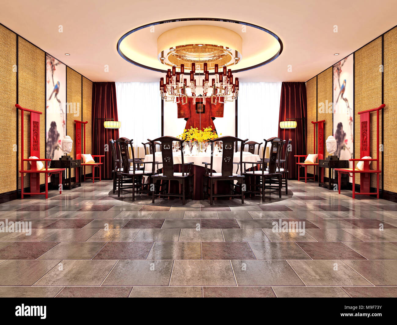 3d render of dining room Stock Photo - Alamy