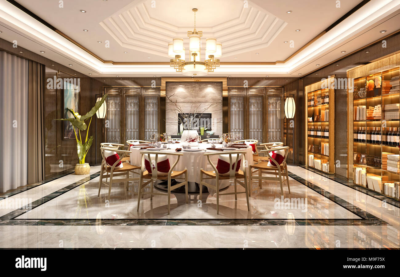 3d render of dining room Stock Photo - Alamy