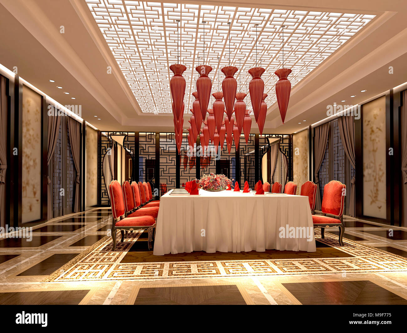 3d render of dining room Stock Photo - Alamy