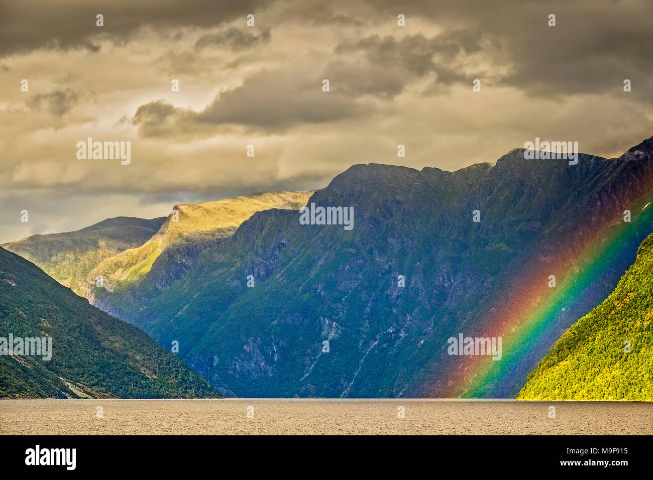Rainbow At Geiranger Fjord Norway Stock Photo - Alamy