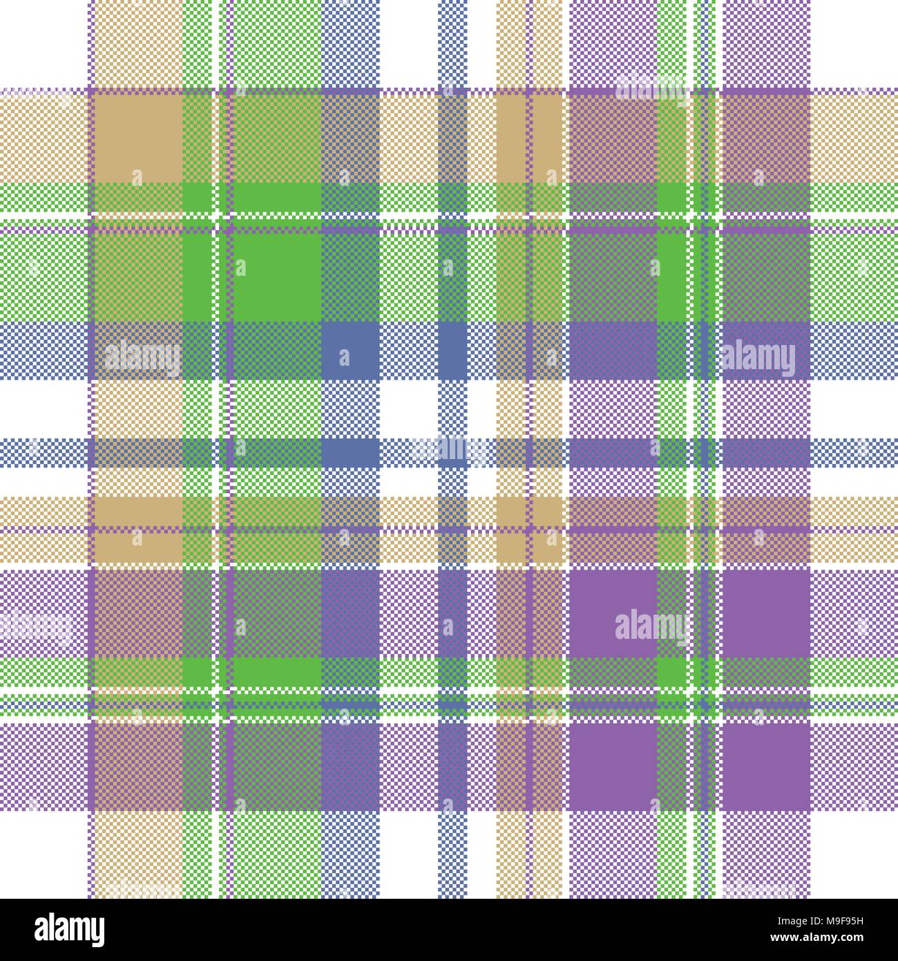 Plaid fabric texture pixel seamless pattern. Flat design. Vector ...