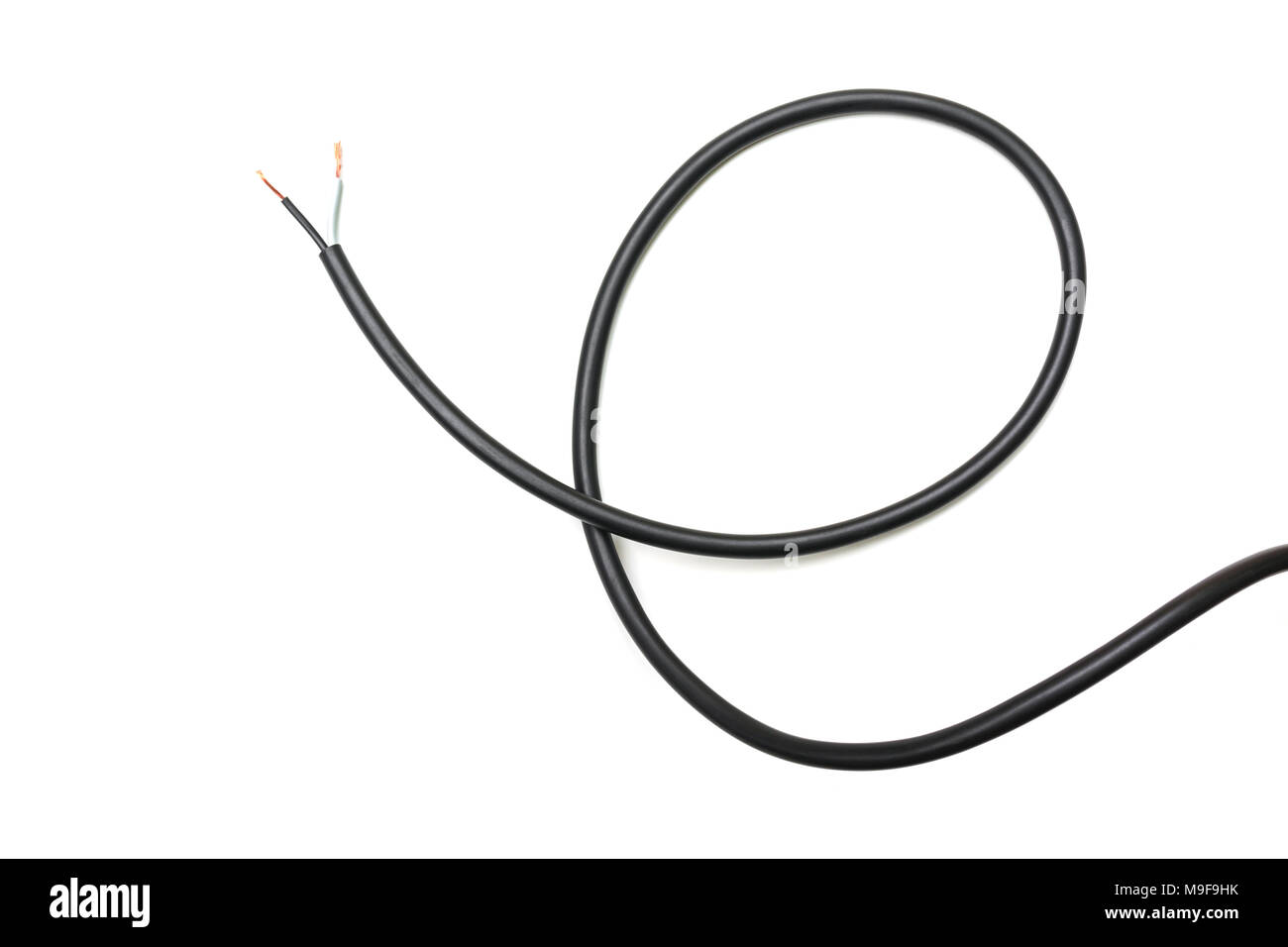 Black wire cable isolated on a white background abstraction Stock Photo ...