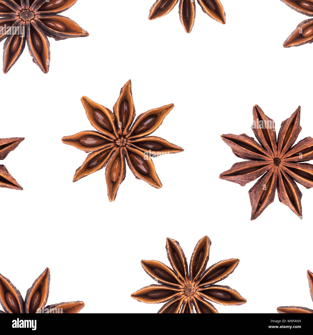 Star anise spice isolated on white background, seamless pattern Stock ...