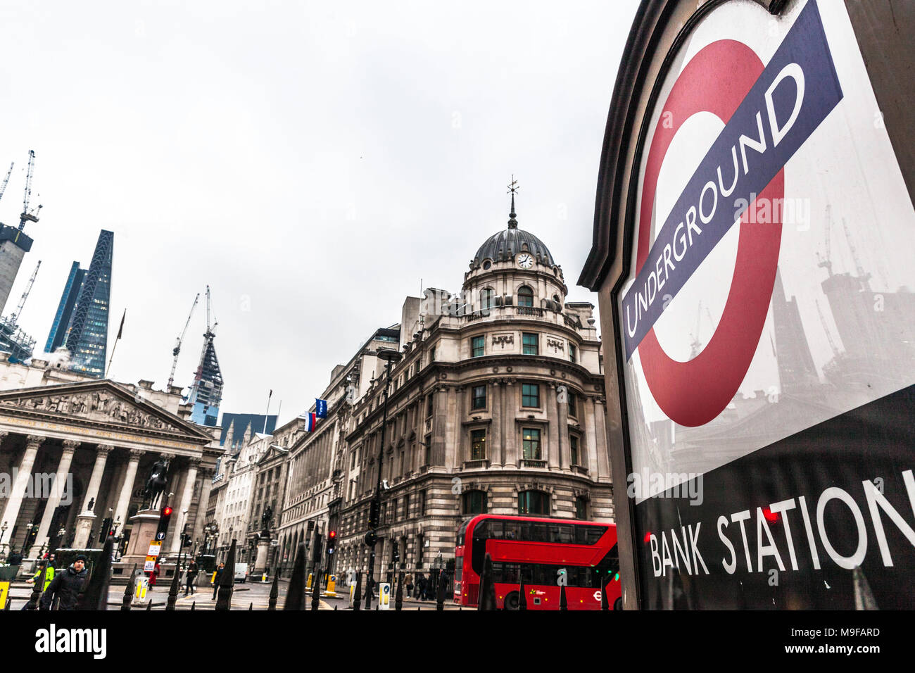 Bank Underground Station sign, City of London, London, England, UK ...