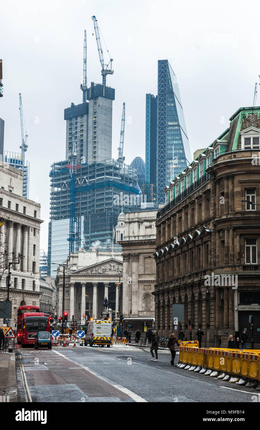 City of London seen from Queen Victoria Street, London, England, UK ...
