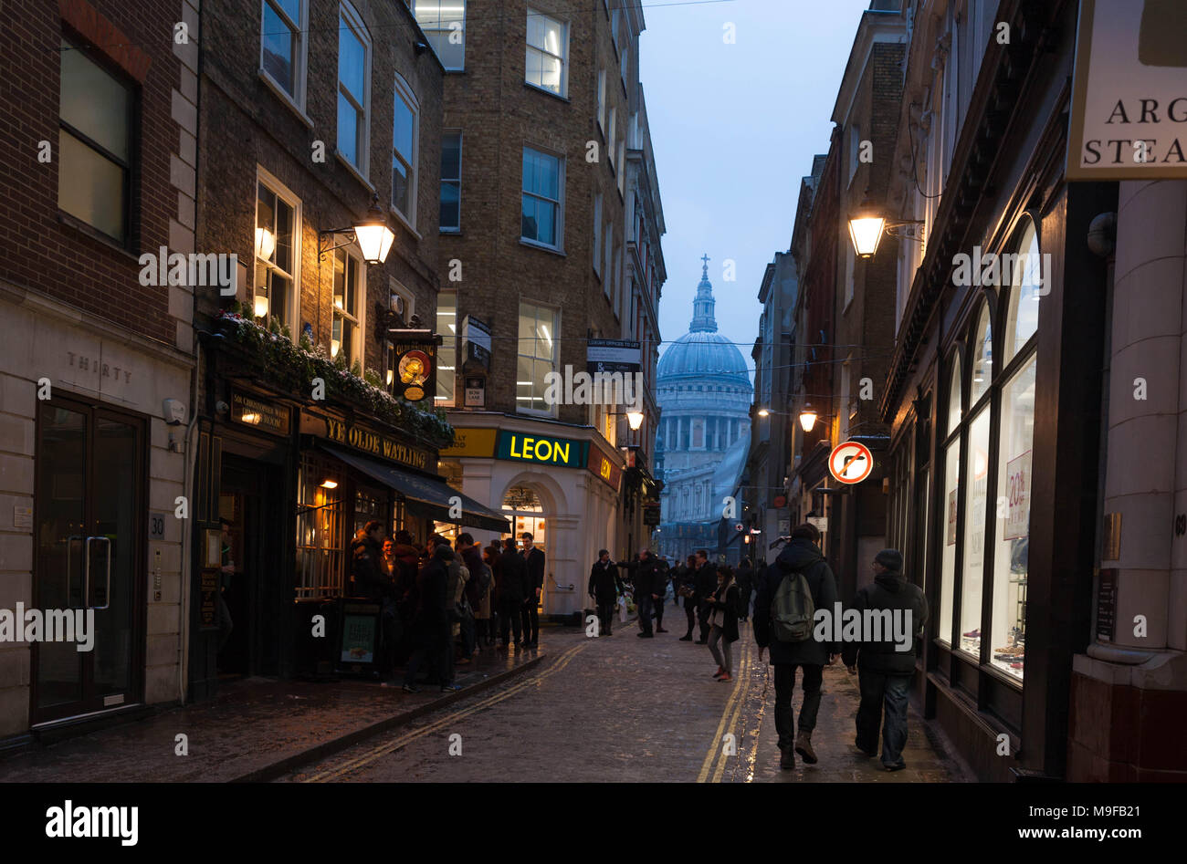 Watling Street scene with St. Paul's Cathedral on the background ...