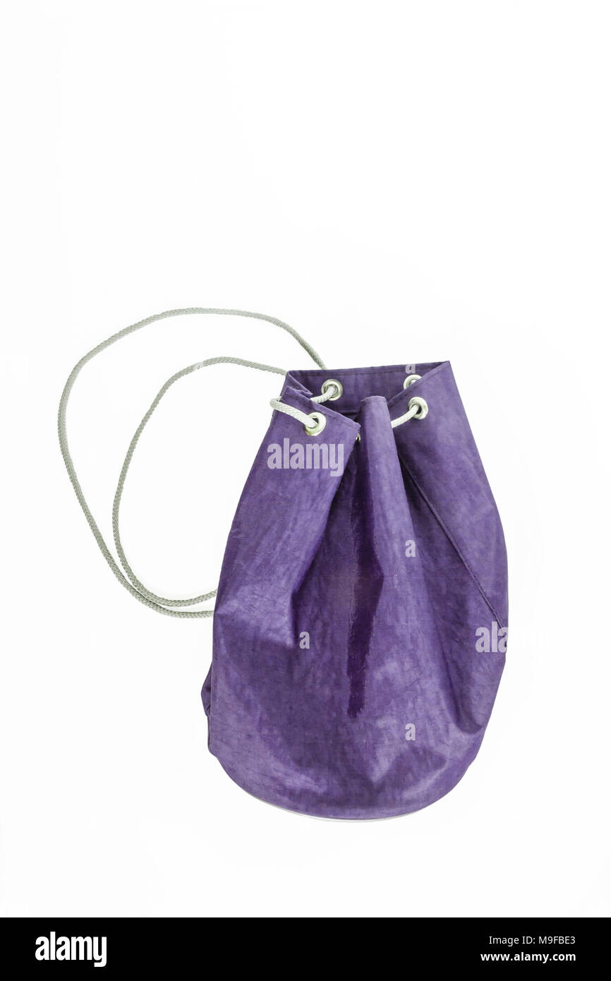 backpack pulling on rope isolated on white background Stock Photo - Alamy