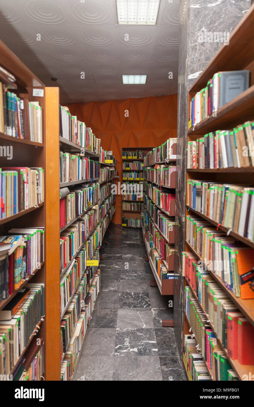 shelf with books in library Stock Photo - Alamy