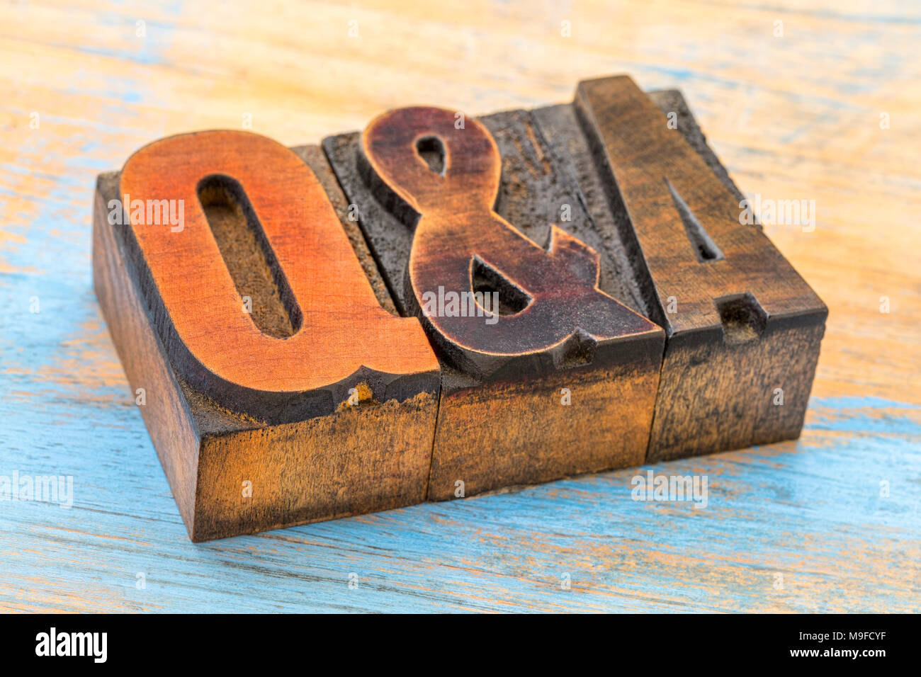 Questions and answers acronym - word abstract in vintage letterpress ...