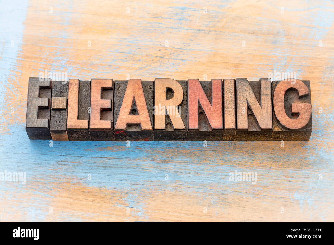 E-learning word abstract in vintage letterpress printing blocks Stock ...
