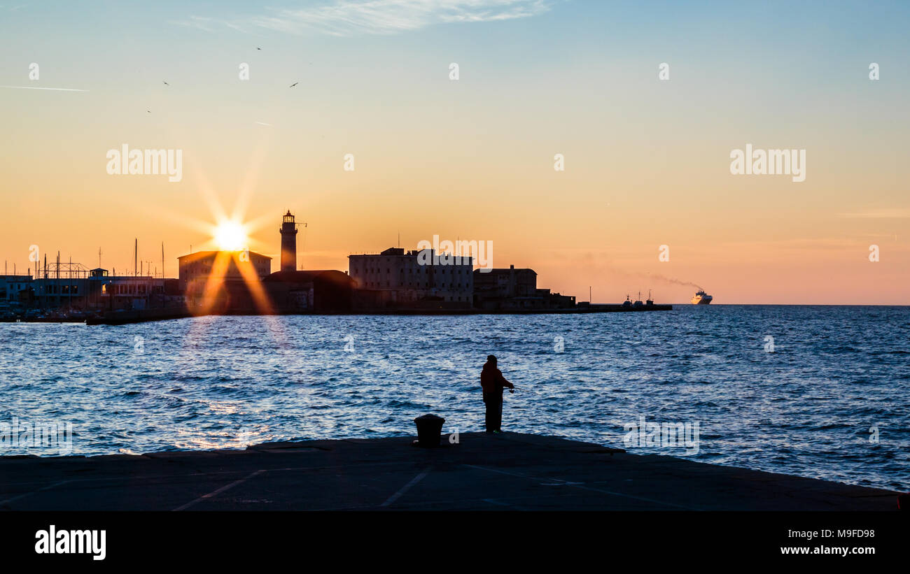 winter evening in the gulf of Trieste Stock Photo - Alamy