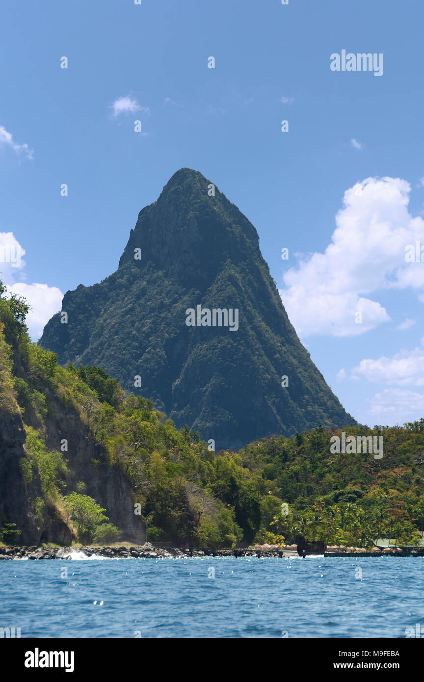 Soufriere bay - Petit Piton area - Caribbean island - Saint Lucia Stock ...
